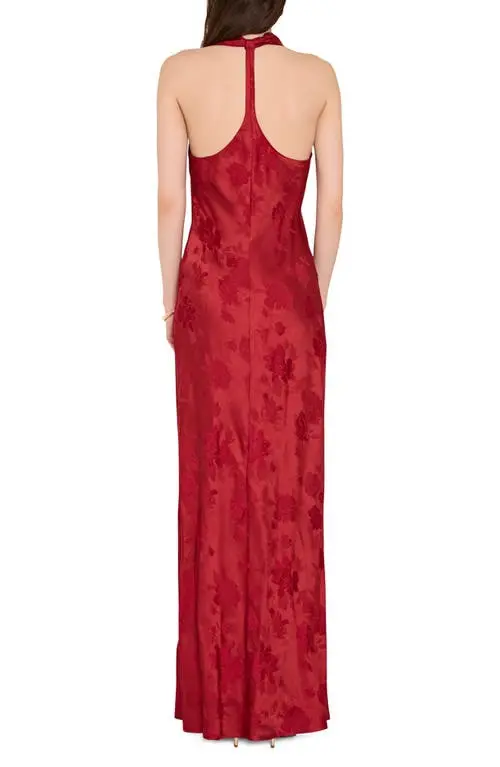 Amanda Uprichard Sonya Scarf Fringe Sleeveless Gown