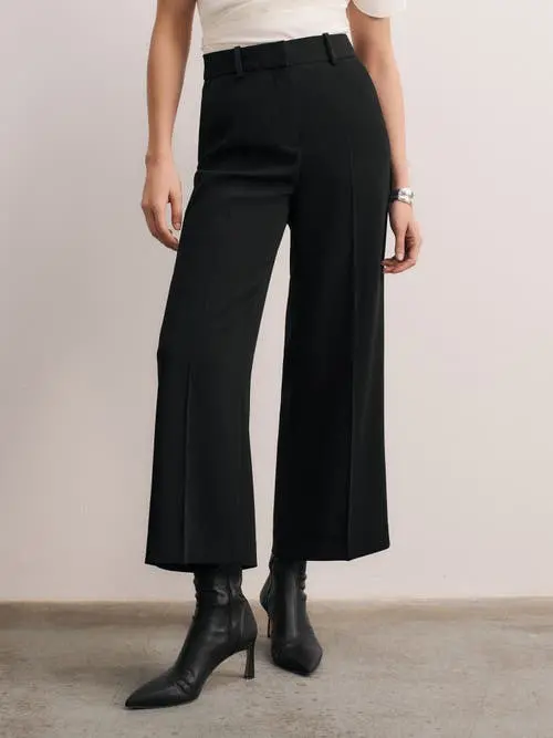 The Fold Clever Crepe Adelaide Cropped Trousers - Black