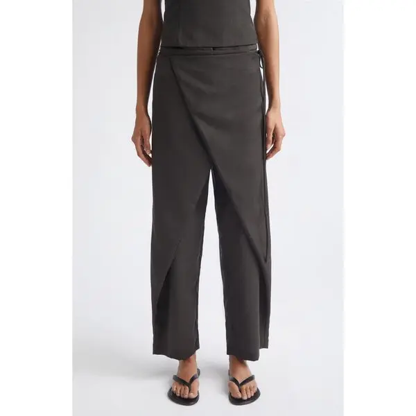 ST. AGNI Wrap Rouleau Wool Blend Pants - Umber