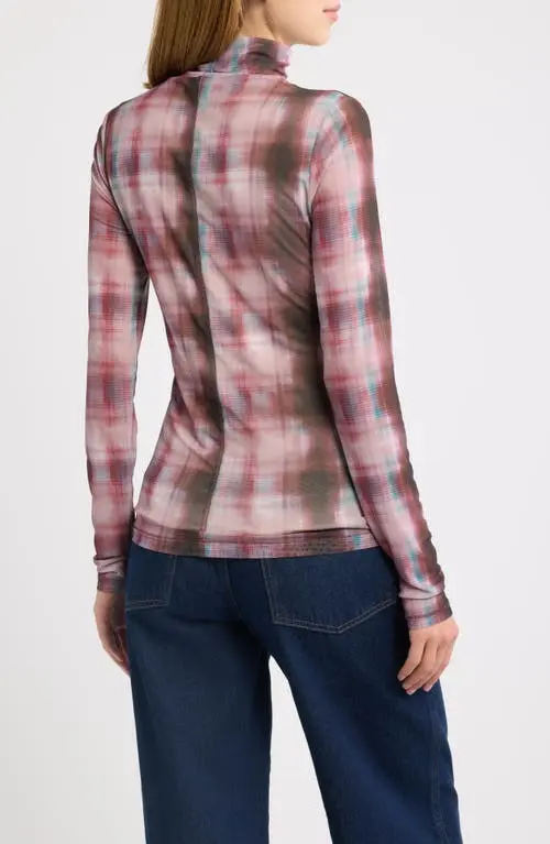 Rag & Bone Yana Plaid Turtleneck Top