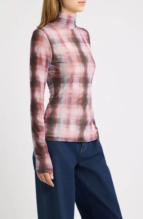 Rag & Bone Yana Plaid Turtleneck Top