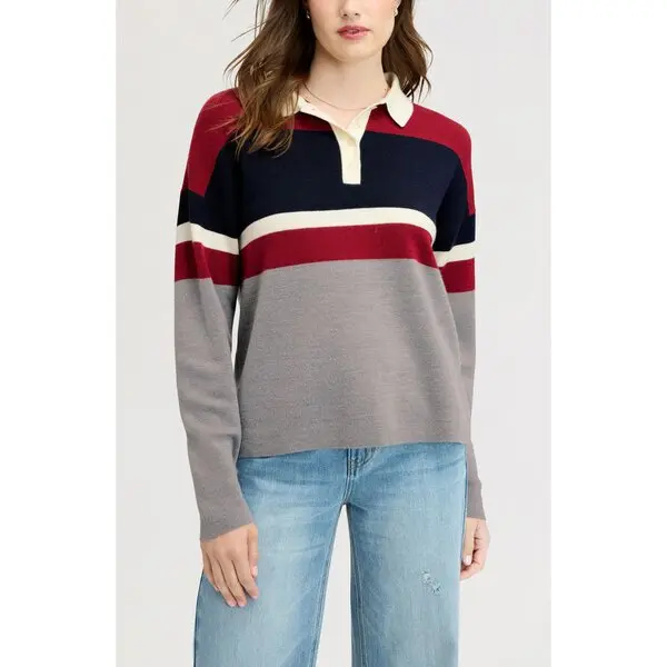 Sam Edelman Oversized Polo Sweater - Cranberry