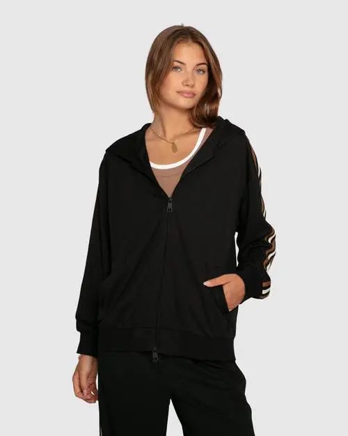 BELLE & BLOOM Ready To Go Striped Sleeve Jacket - Black