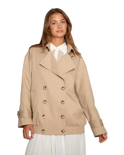 BELLE & BLOOM Weekend Trench Bomber Jacket - Light Beige
