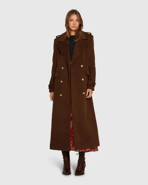 BELLE & BLOOM Command Wool Blend Double Breast Maxi Coat