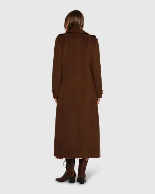 BELLE & BLOOM Command Wool Blend Double Breast Maxi Coat