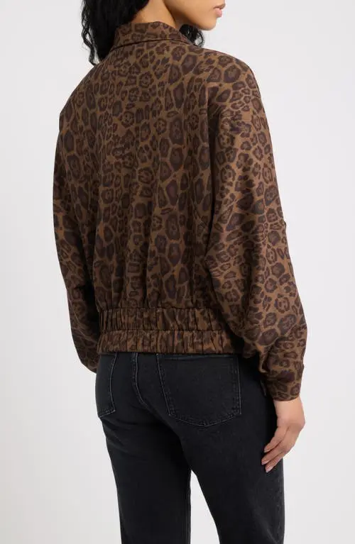 Dra Paulina Leopard Print Bomber Jacket