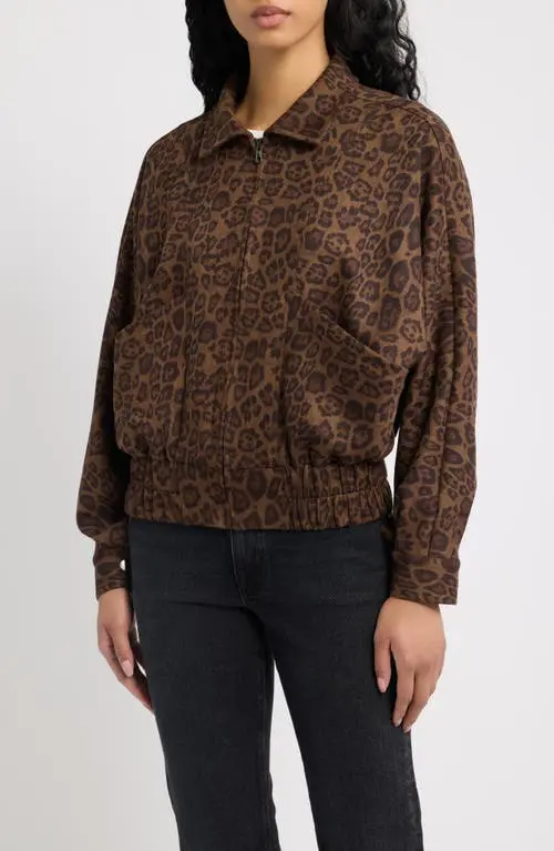Dra Paulina Leopard Print Bomber Jacket