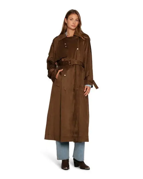 BELLE & BLOOM Long Lost Lover Soft Maxi Trench - Dark Brown