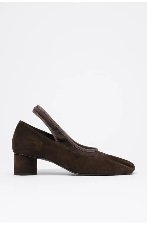 Bimba Y Lola Suede Tricot Court Shoe - Dark Brown