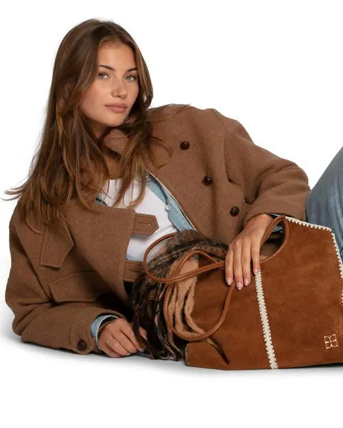 BELLE & BLOOM Crystal Skies Cropped Wool Rib Jacket - Brown