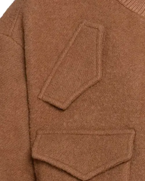 BELLE & BLOOM Crystal Skies Cropped Wool Rib Jacket - Brown