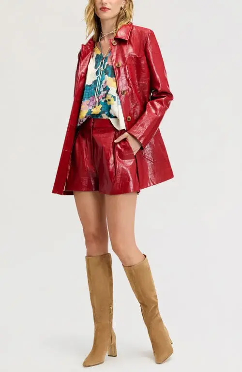 Sam Edelman Croc Embossed Faux Leather Jacket