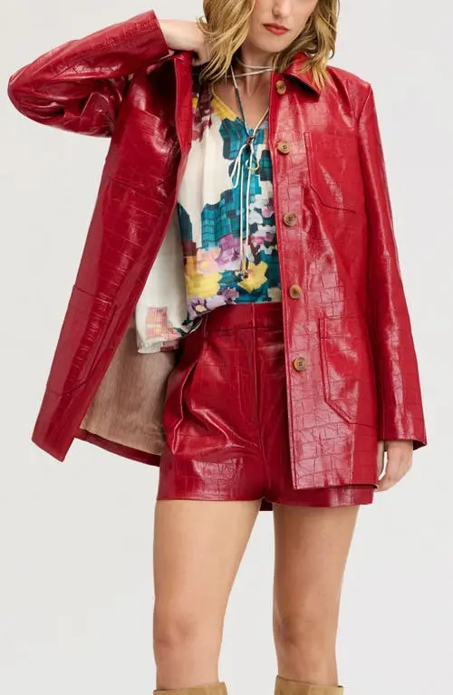 Sam Edelman Croc Embossed Faux Leather Jacket