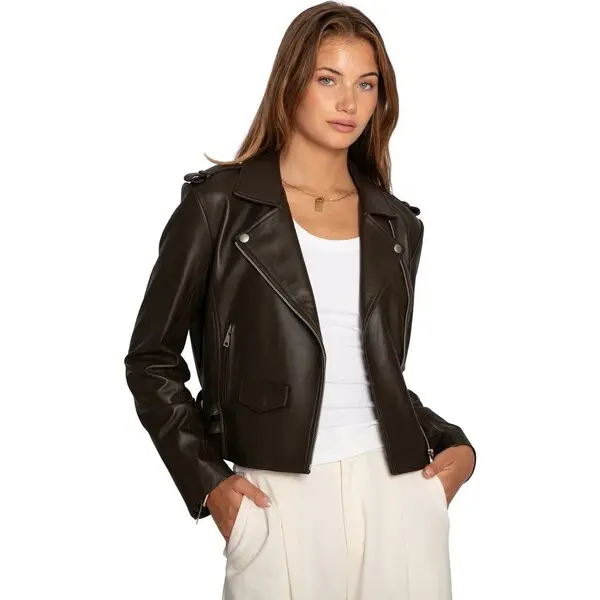 BELLE & BLOOM Just Friends Leather Jacket - Dark Brown