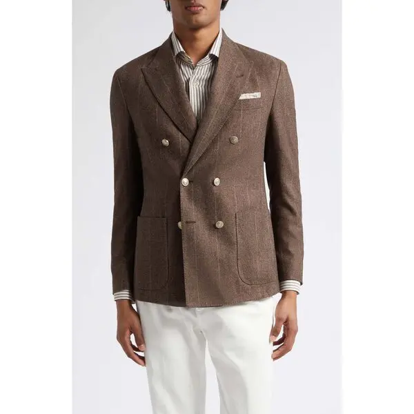 Eleventy Double Breasted Wool Blend Sport Coat