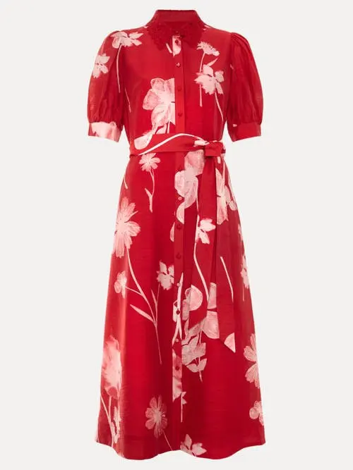 PHASE EIGHT Petite Delphine Belted Midi Shirt Dress