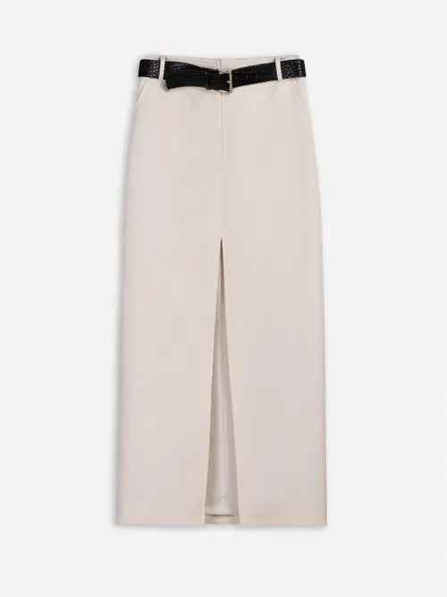 NOCTURNE Belted Front Slit Maxi Skirt