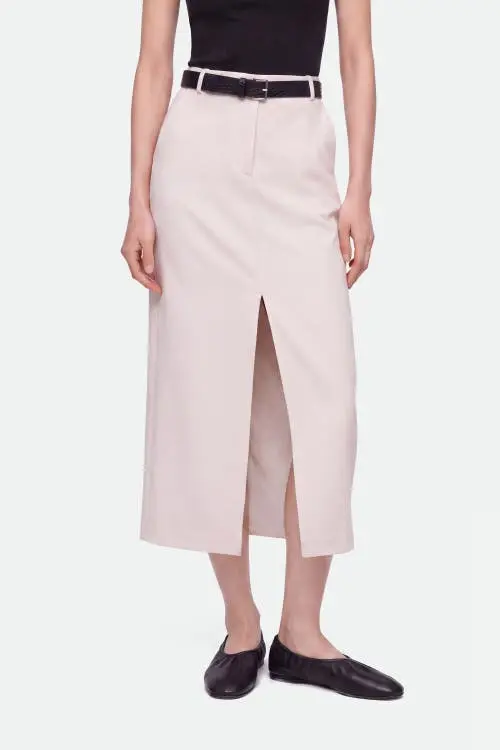 NOCTURNE Belted Maxi Skirt With Front Slit - Ivory