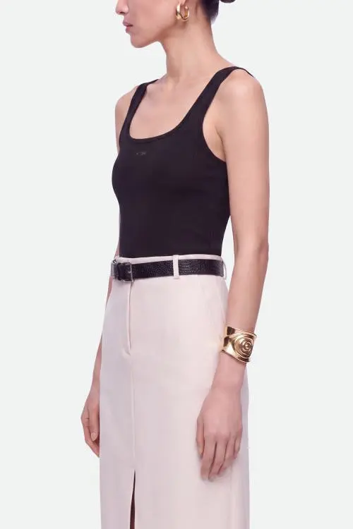 NOCTURNE Belted Maxi Skirt With Front Slit - Ivory