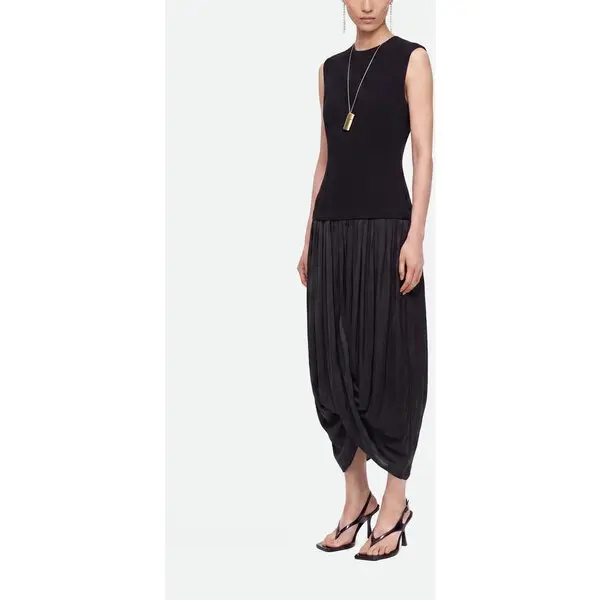 NOCTURNE Cap Sleeve Bubble Hem Dress - Black