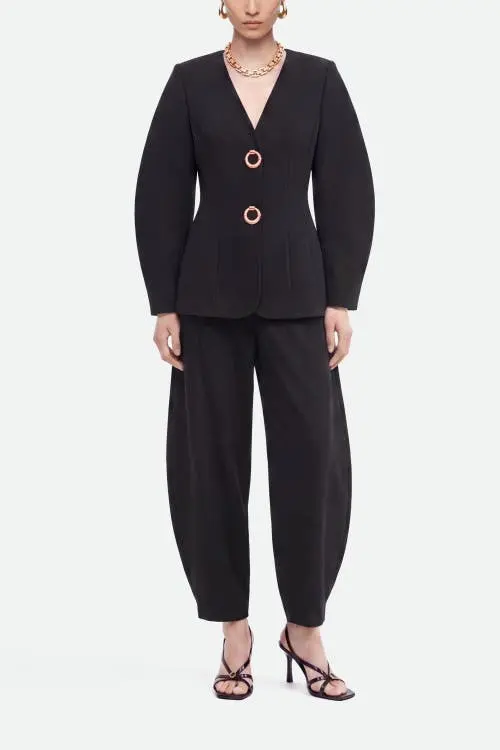 NOCTURNE Ring Button Wrap Front Jacket - Black