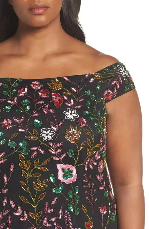 Adrianna Papell Embellished Off The Shoulder Sheath Dress