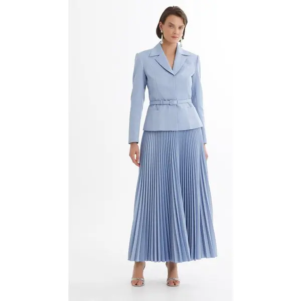 GIZIA Belted Blazer And Pleated Skirt Set