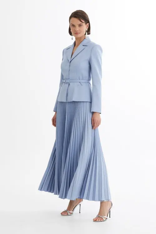 GIZIA Belted Blazer And Pleated Skirt Set