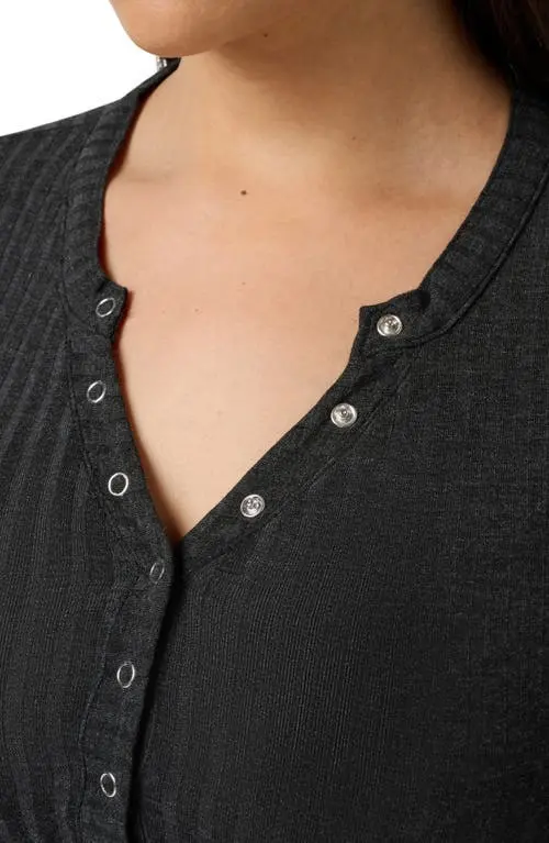 Travis Mathew Cloud Rib Henley - Heather Black