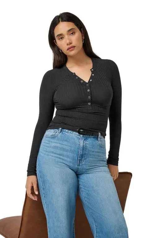 Travis Mathew Cloud Rib Henley - Heather Black