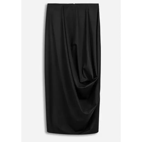 NOCTURNE Draped Pleat Detail Midi Skirt