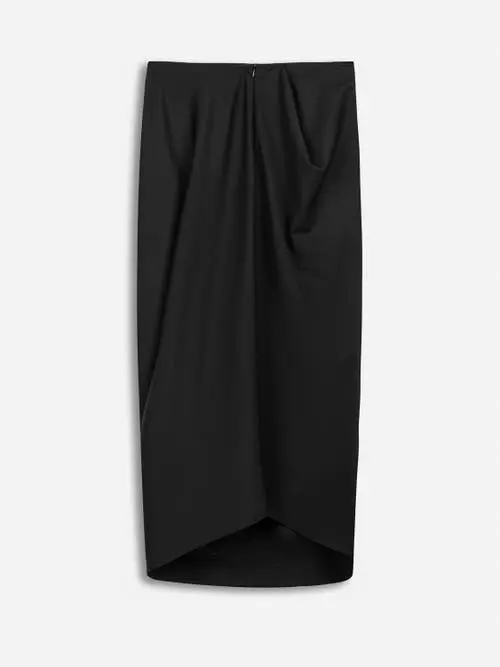 NOCTURNE Draped Pleat Detail Midi Skirt