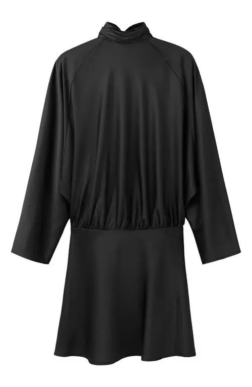 Mango Mock Neck Long Sleeve Minidress - Black