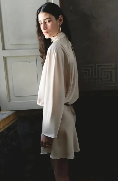 Mango Mock Neck Long Sleeve Minidress