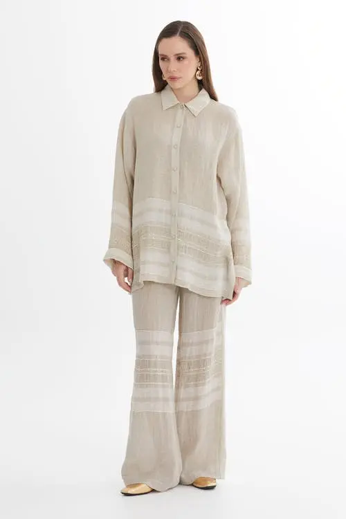 GIZIA Trim Detail Linen Shirt