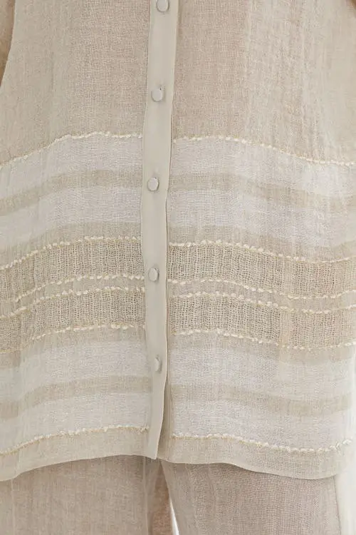 GIZIA Trim Detail Linen Shirt