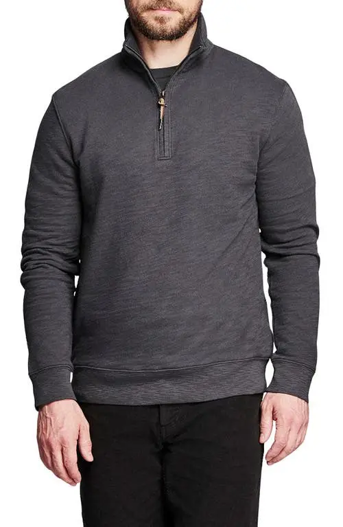 Billy Reid French Terry Half-zip Pullover - Asphalt