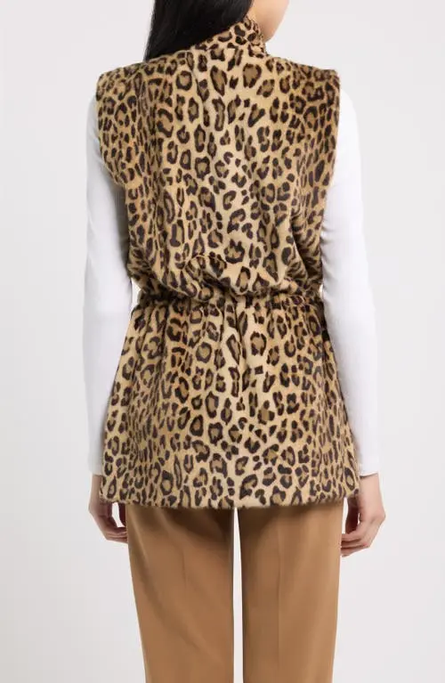 Anne Klein Leopard Print Faux Fur Vest