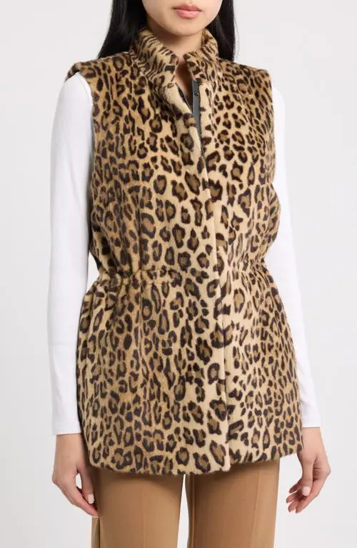 Anne Klein Leopard Print Faux Fur Vest