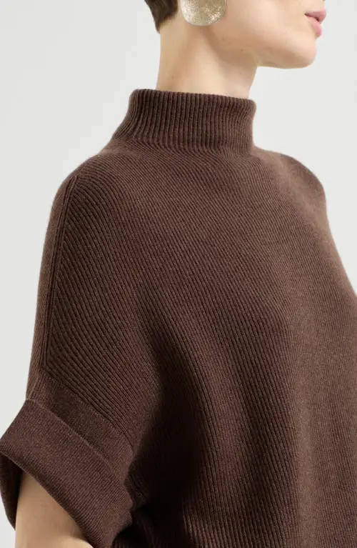 Brunello Cucinelli Cashmere Rib Knit Mock Neck Dress