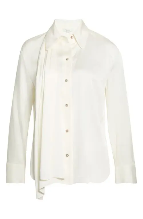 Vince Scarf Detail Silk Blend Button-up Shirt - Off White