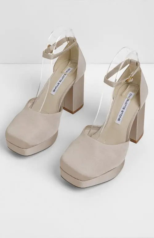 Charlotte Stone Libby Ankle Strap Platform Pump - Silver