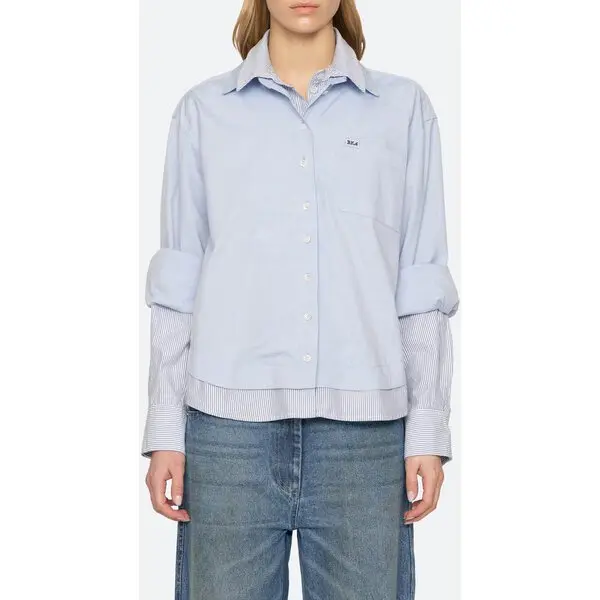 Sea Zayna Double-layer Cotton Shirt - Blue