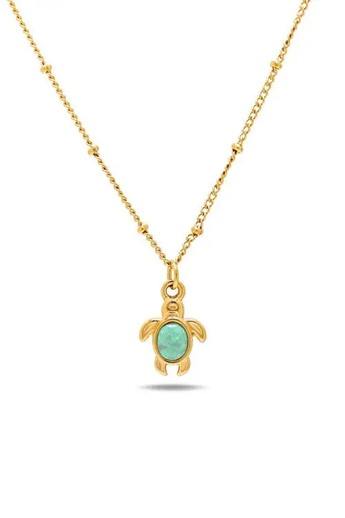 ATOLEA Opal Turtle Necklace - Gold