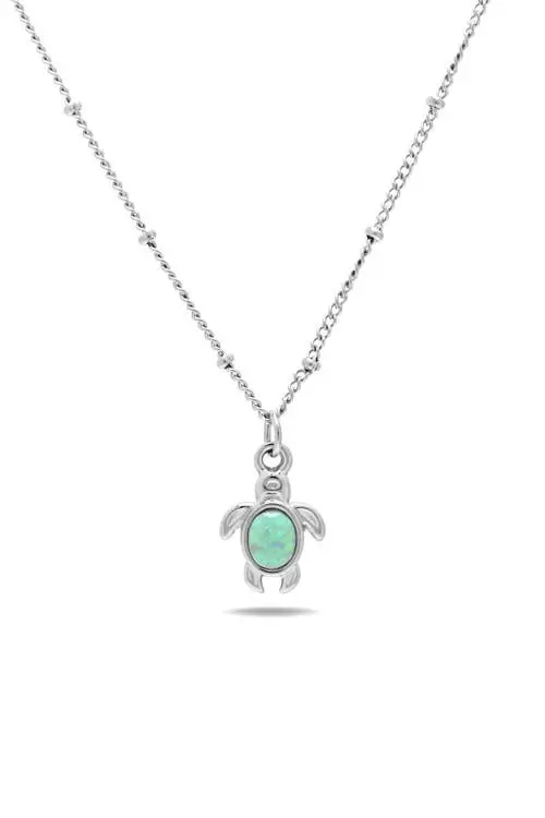 ATOLEA Opal Turtle Necklace - Silver