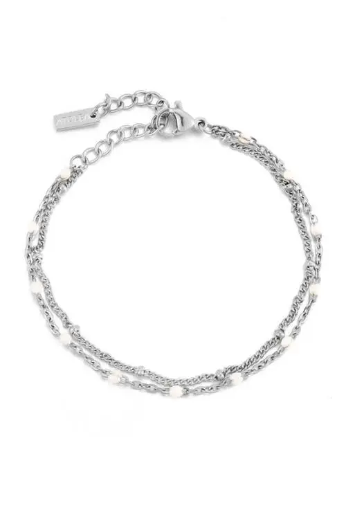 ATOLEA Double Beaded Bracelet With Chain - Silver