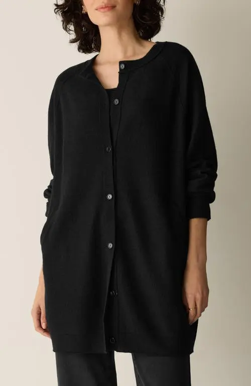 Eileen Fisher Long Wool Cardigan - Black