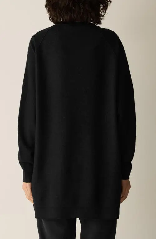 Eileen Fisher Long Wool Cardigan - Black
