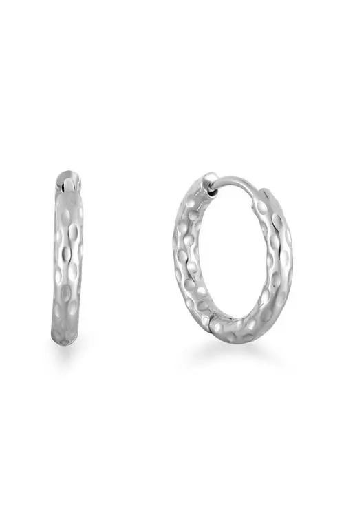 ATOLEA Hammered Hoop Earrings - Silver